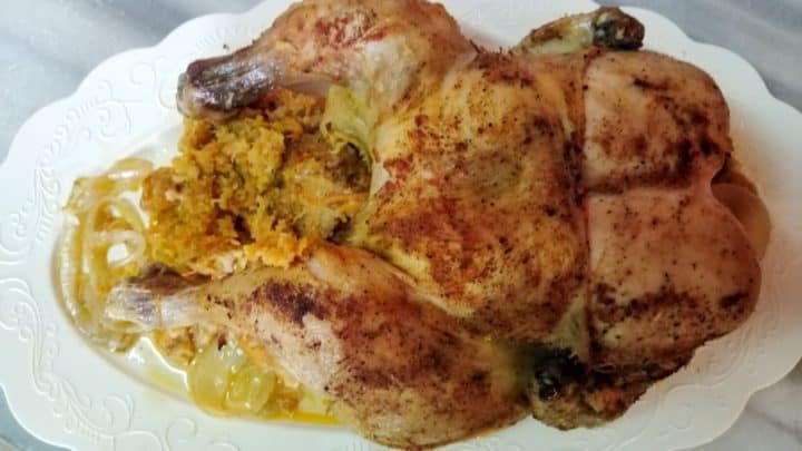 Stuffed Chicken {Roasted Stuffed Whole Chicken} ⋆ Bites 'N Pieces