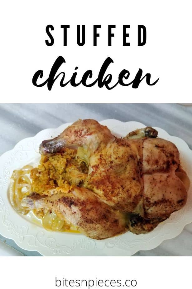 Stuffed Chicken {Roasted Stuffed Whole Chicken} ⋆ Bites 'N Pieces
